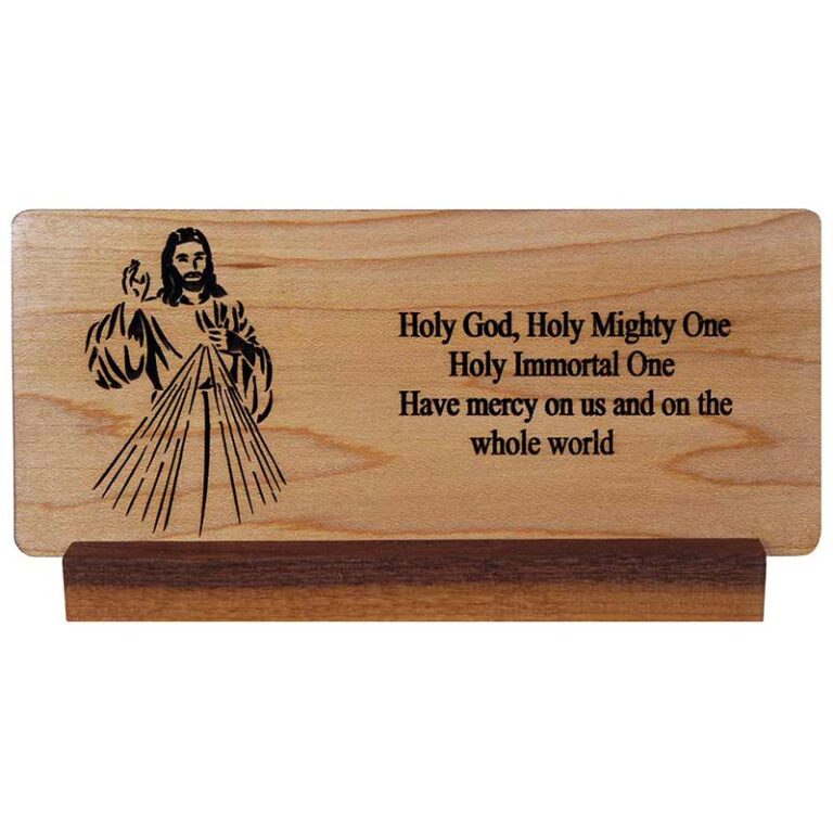 Divine Mercy Plaque in Stand - Mater Dei Imports